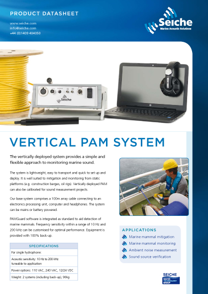Seiche Marine Technology | Vertical PAM | Marine Mitigation Monitoring