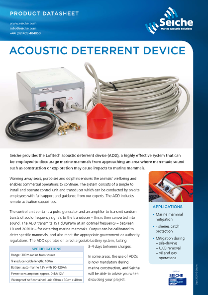 Seiche | Acoustic Deterrent Device | Protecting Marine Mammals