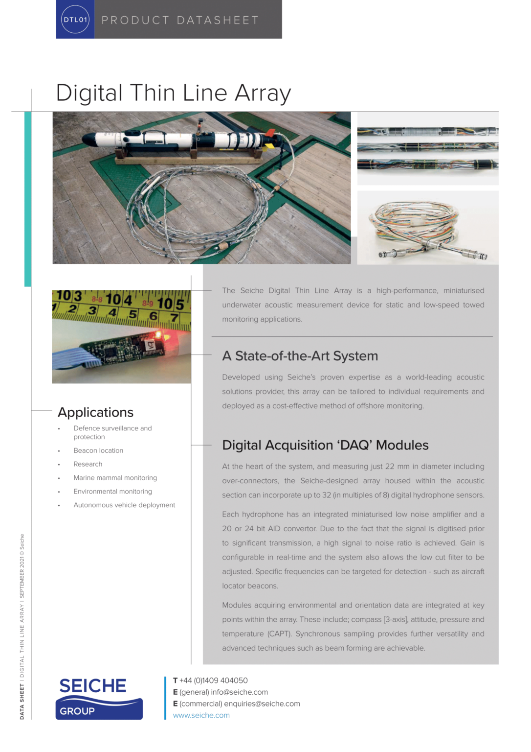 Seiche Marine Technology | Thin Line Array Passive Acoustic Monitoring